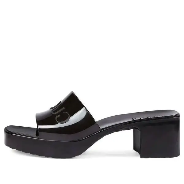 Gucci Rubber Slide Sandals With Platform And Block Heel - Default Color