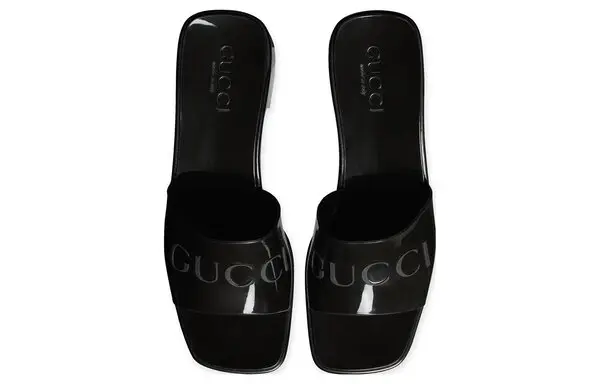 Gucci Rubber Slide Sandals With Platform And Block Heel