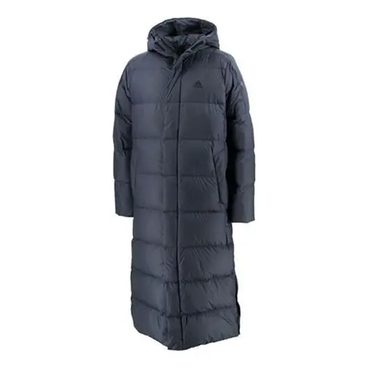 Adidas Down Hooded Long Jacket - Blue