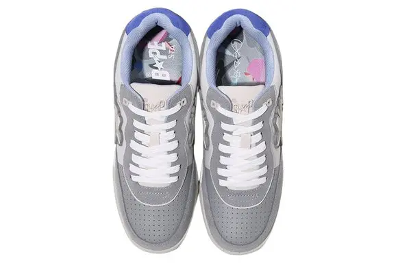 A BATHING APE X Ldg Road Sta Leather Low Top Sneakers - Grey