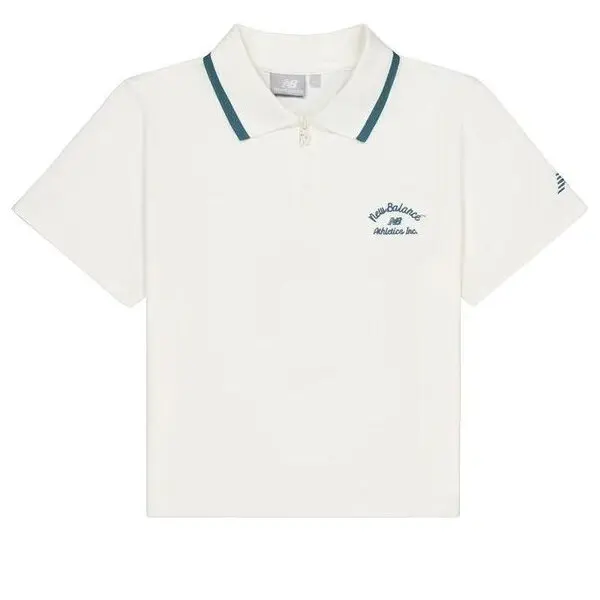 NEW BALANCE Athletics Half Zip Polo Shirt - Ivory