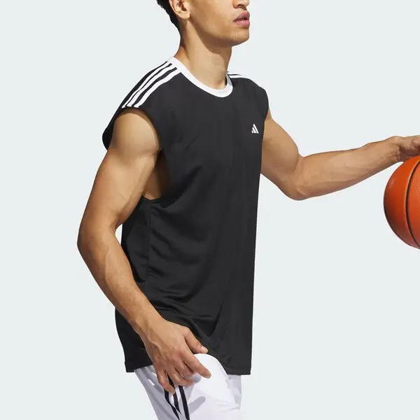 Adidas Sleeveless Basketball Tee - Black