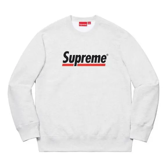 Supreme Underline Logo Crewneck Pullover - Light Grey