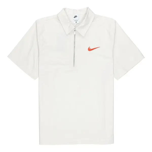 Nike Half Zipper Solid Color Short Sleeve Polo Shirt White - Multi-color
