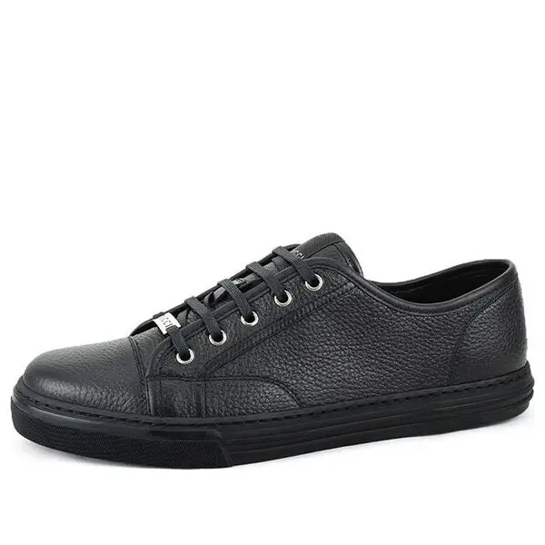 Gucci Pebbled Nappa Leather Low Top Sneakers - Black