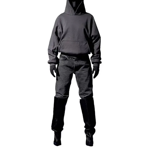 Yeezy Logo Shrunken Hoodie - Dark Grey
