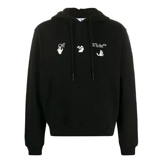 Off-White Logo Print Drawstring Hoodie - Black