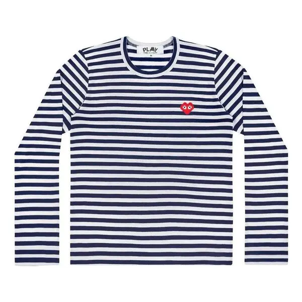 Play Comme Des Garcon Space Invaders L/s Striped Red Emblem