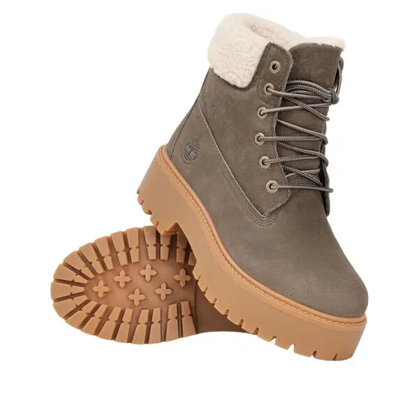 Timberland Stone Street Platform Lace-up Boots - Taupe