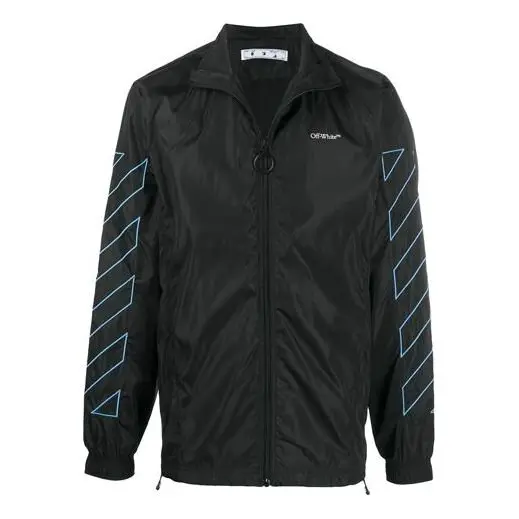 Off-White Diagonal Stripes Zip-up Jacket - Black