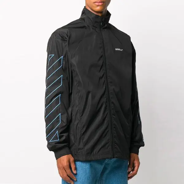 Off-White Diagonal Stripes Zipper Jacket