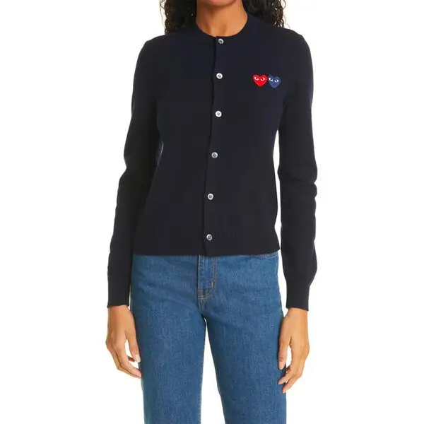 Play Comme Des Garcon Cardigan With Double Emblem