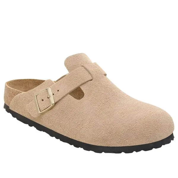 BIRKENSTOCK Boston Suede Leather Clogs - Sandcastle