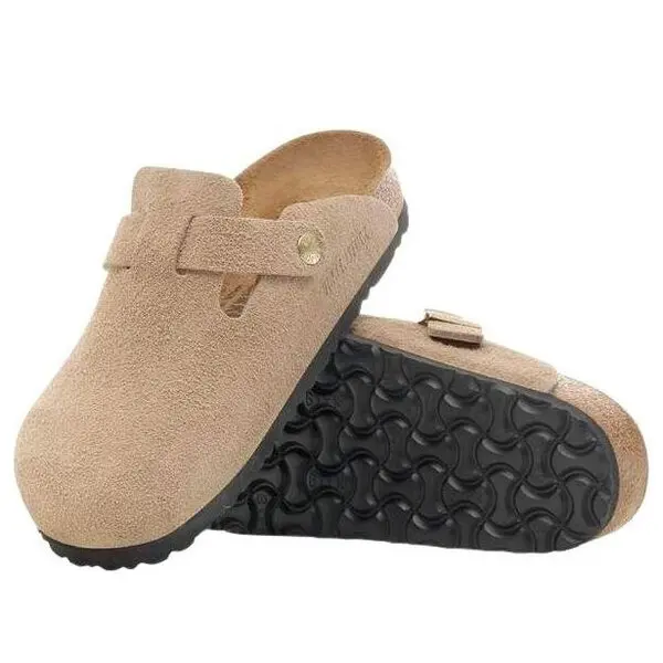 BIRKENSTOCK Boston Suede Leather Clogs - Sandcastle