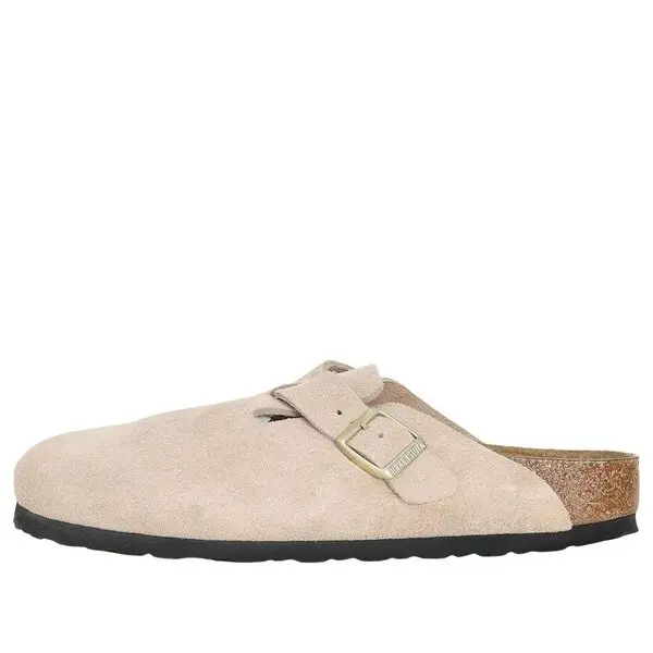 BIRKENSTOCK Boston Suede Leather Clogs - Sandcastle
