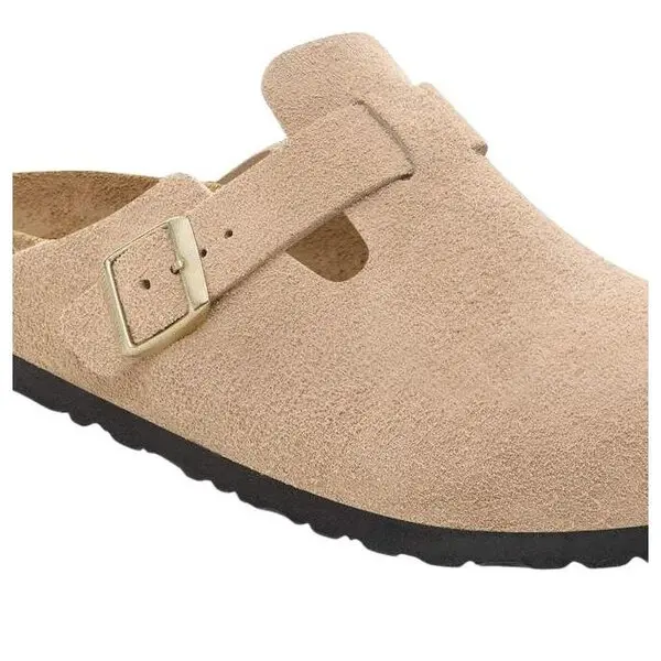 BIRKENSTOCK Boston Suede Leather Clogs - Sandcastle