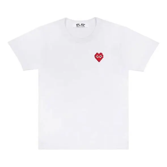 Play Comme Des Garcon Basic Invasers T-shirt Red Emblem - White
