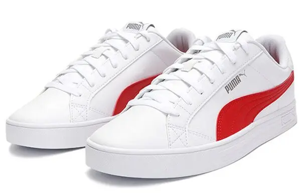 PUMA Smash Vulc V3 Lo Sneakers - White/red