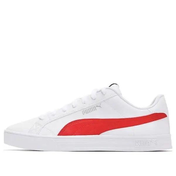 PUMA Smash Vulc V3 Lo Sneakers - White/red
