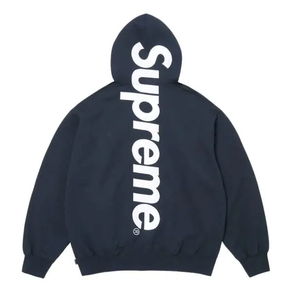Supreme Ss26 Satin Appliqué Hooded Sweatshirt - Navy