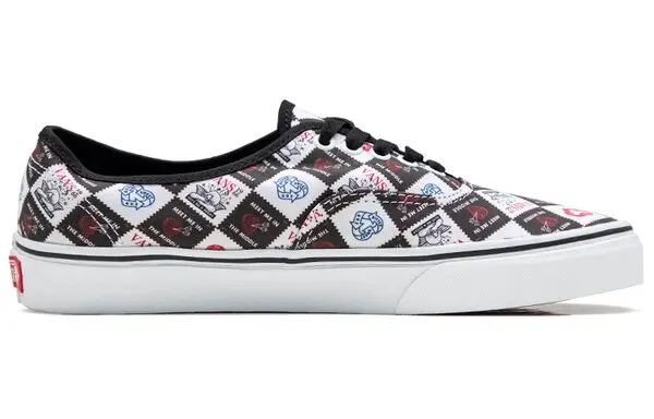 VANS Lace-up Low Top Sneakers With Graphic Print - Black/white