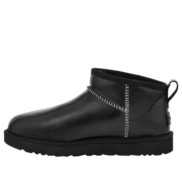 UGG Classic Ultra Mini Leather Regen Boots - Black
