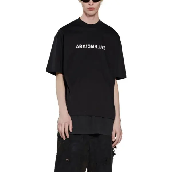 Balenciaga Mirror Logo T-shirt - Black
