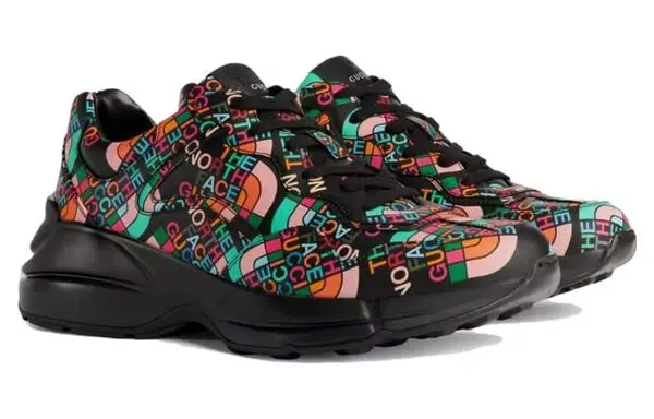 Gucci The North Face X Rhyton Allover Logo Sneakers - Black/multi-color