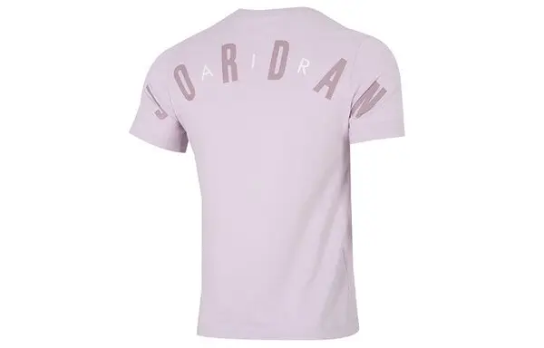 JORDAN Alphabet Flying Logo Printing Round Neck Casual Short Sleeve Lavender Light Purple T-shirt - Multi-color