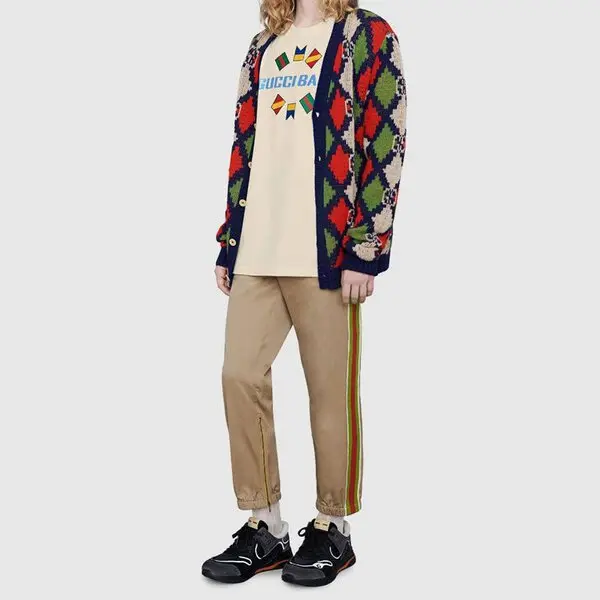 Gucci Band Flag Embroidered Logo For - White