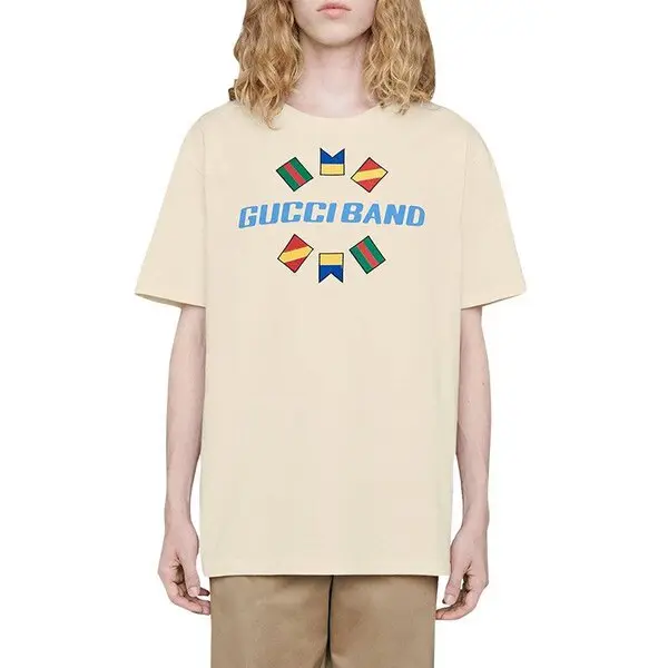 Gucci Band Flag Embroidered Logo For - White