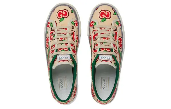 Gucci Tennis 1977 Gg Apple Print Sneakers - White