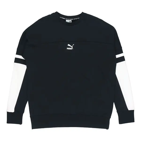 PUMA Round Neck Long Sleeve Casual Sports Sweatshirt - Black