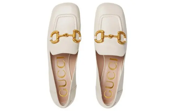 Gucci Leather Loafer With Horsebit Detail - White