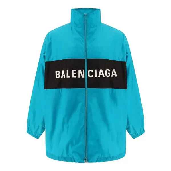 Balenciaga Logo Zip-up Jacket - Teal