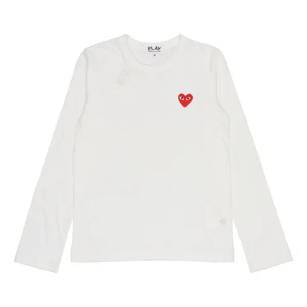 Play Comme Des Garcon Small Logo Long Sleeve T-shirt - White