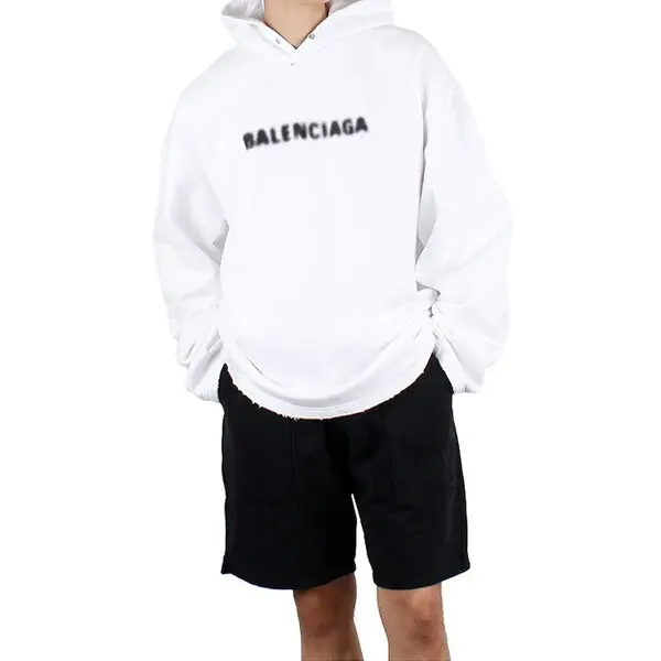 Balenciaga Blurred Logo Distressed Hoodie