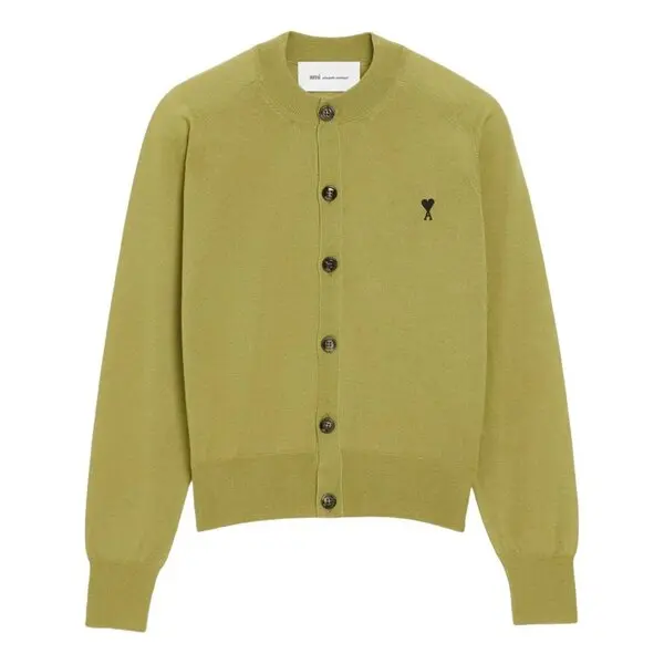 AMI Paris De Heart Cardigan - Khaki