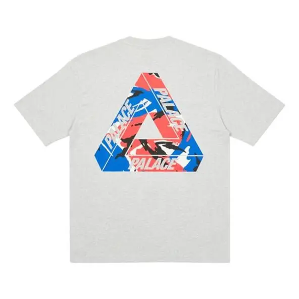 PALACE Back Logo Casual Round Neck Short Sleeve - Gray