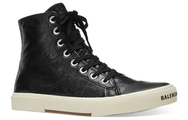 Balenciaga High Top Lace-up Leather Sneakers