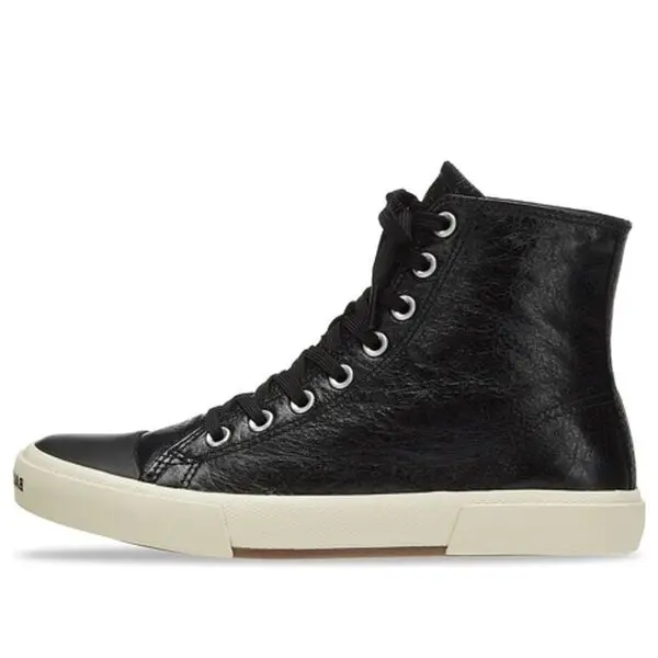 Balenciaga High Top Lace-up Leather Sneakers - Black/white/brown