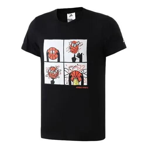 Adidas Basketball Cartoon Graphic Short Sleeve T-shirt - Black