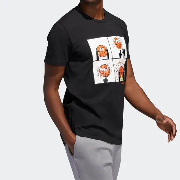 Adidas Basketball Cartoon Graphic Short Sleeve T-shirt