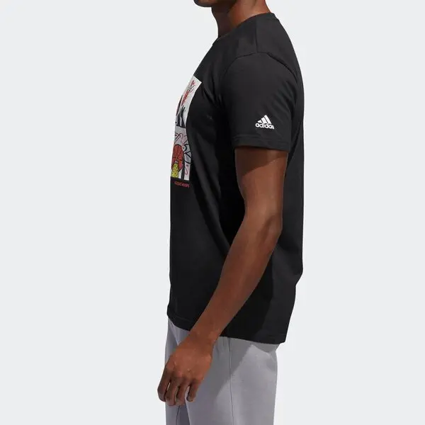 Adidas Basketball Cartoon Graphic Short Sleeve T-shirt