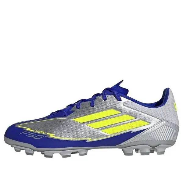 Adidas F50 League Messi Ag Soccer Cleats - Silver/blue/green
