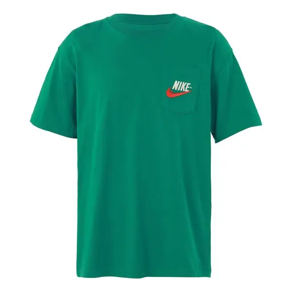 Nike Casual Sports Breathable Back Large Logo Round Neck Short Sleeve Malachite Green - Multi-color