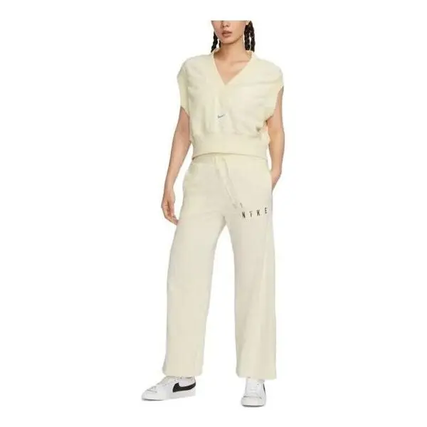 Nike Trry Cozy Pant Wide Leg Sweatpants - Beige