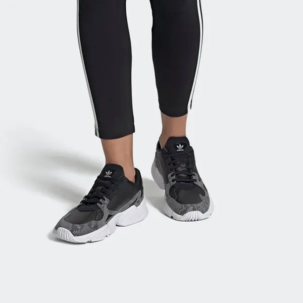 Adidas Falcon Snakeskin Athletic Sneakers - Black
