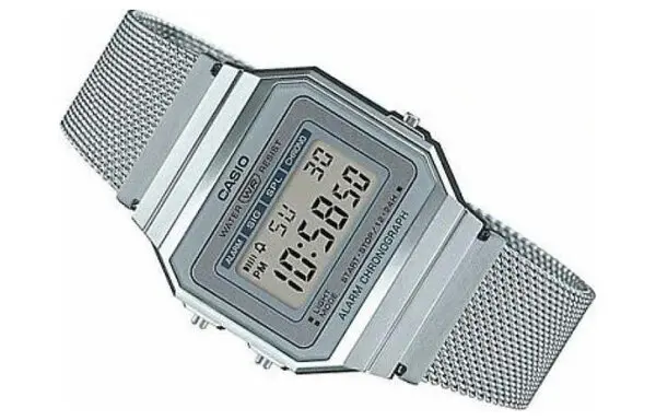 Casio Digital Sports Watch With Mesh Strap - Silver