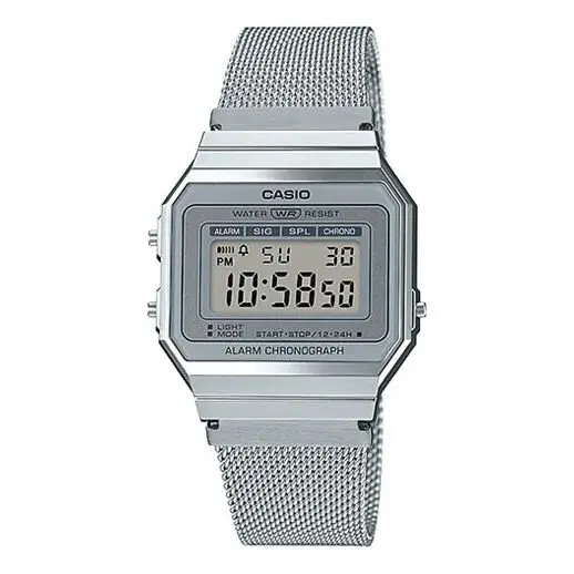 Casio Digital Sports Watch With Mesh Strap - Silver